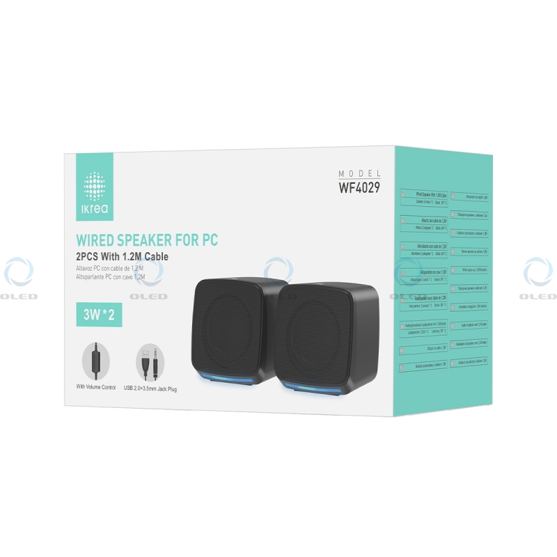IKREA WF4029 ALTAVOZ PC CON CABLE DE 1.2M 3W(2PCS) Y VOLUMEN CONTROL